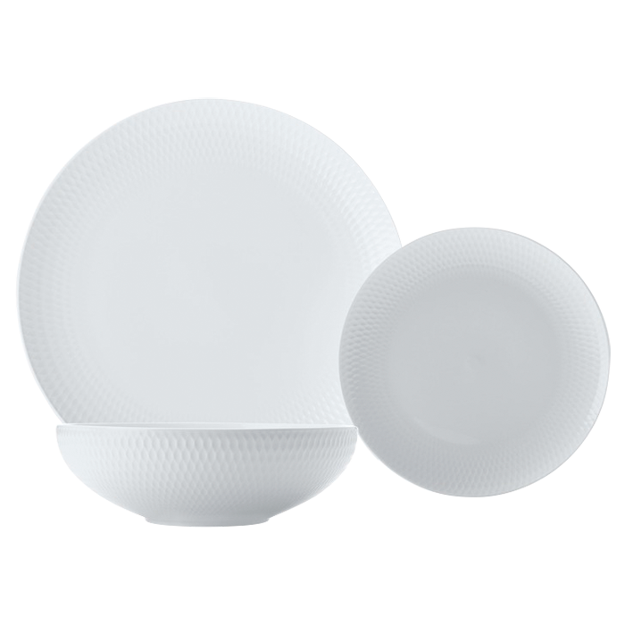 White Basics Diamonds Dinner Set 12 Piece — Inddist